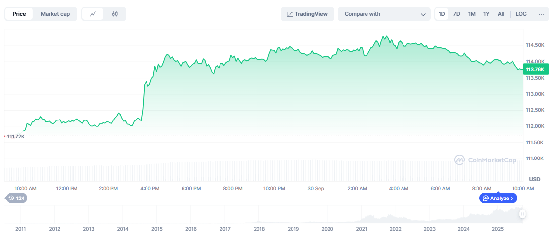 Bitcoin Price Today Hits $113K as ETF Demand and Alts Gain