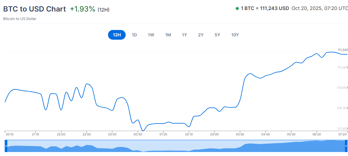 Bitcoin Price Prediction: BTC Rebounds to $111K